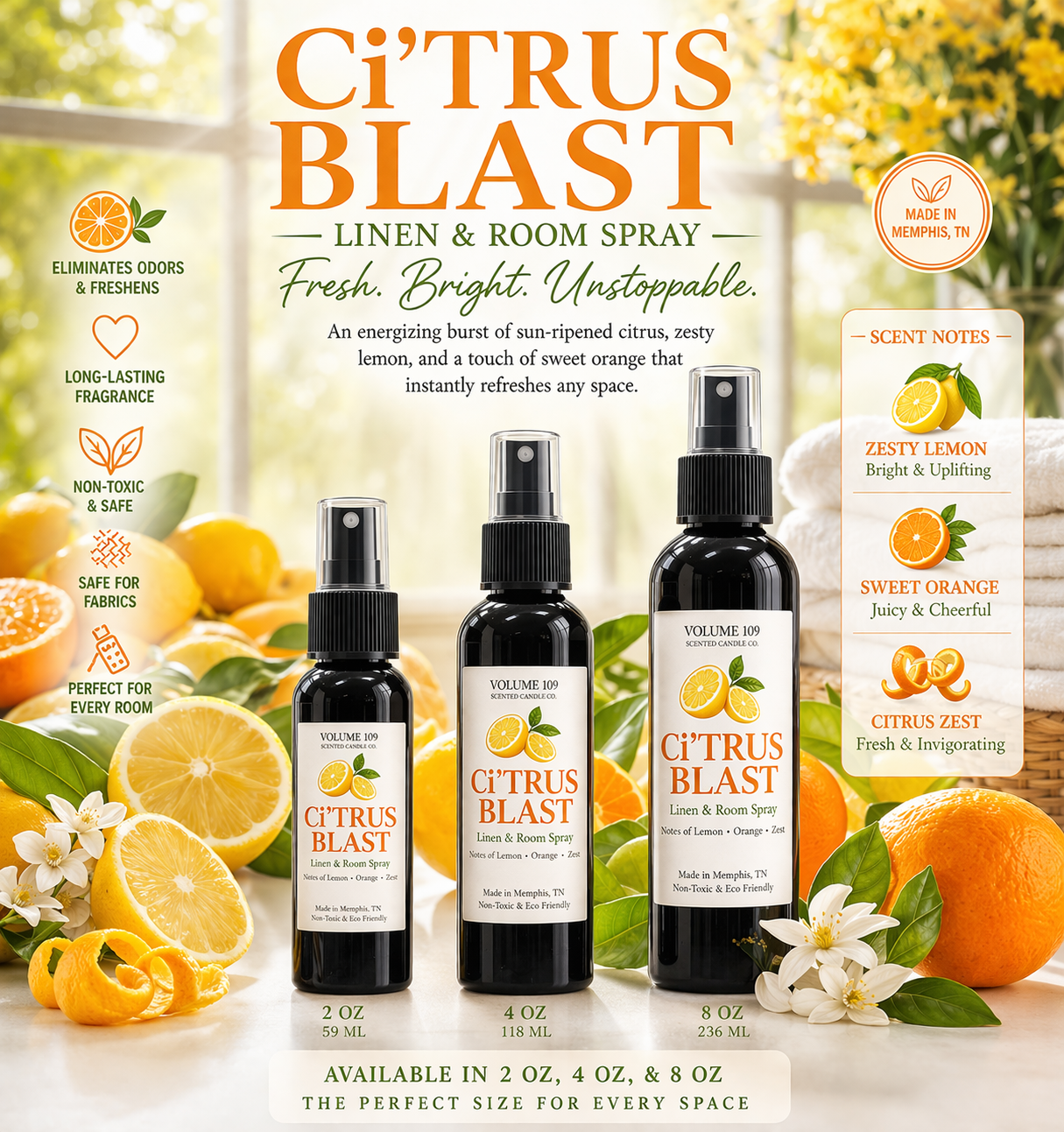 Ci'Trus Blast Linen and Room Spray – Volume 109 Scented Candle Co.